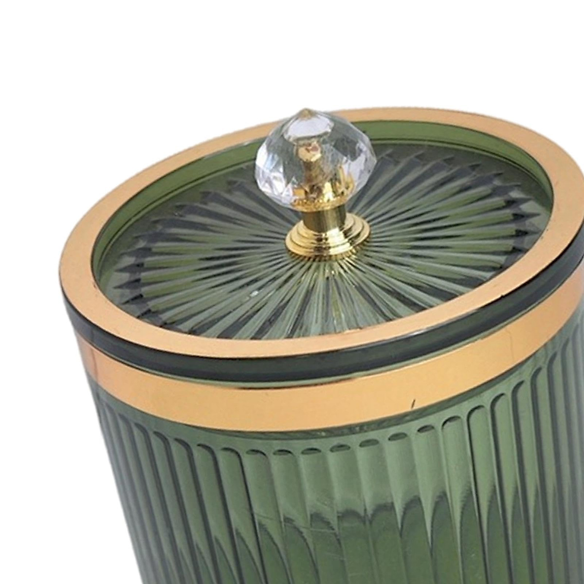 Amagogo Bathroom Qtip Dispenser Jar Swab Holder Canister with Lid Dustproof Makeup Pads Container for Countertop Restroom Dresser Desktop Home , Green