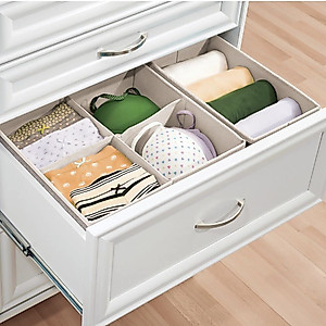 mDesign Soft Fabric Dresser Drawer/Closet Divided Storage Organizer Bins for Nursery - Holds Blankets, Bibs, Socks, Lotion, Clothes, Shoes, Toys, Jane Collection - Set of 5 - Cream/White