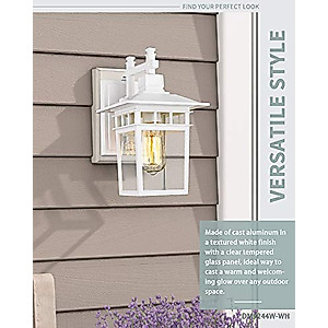 Beionxii White Exterior Light Fixture 2PK, Dusk to Dawn Outdoor Lighting with Cast Aluminum Housing, Outdoor Front Porch Lights for House Coach Garage, DM9244W-TWH