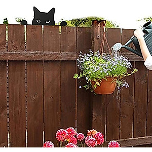 OYMOMYO Metal Yard Art Decor Garden cat Statue, Black cat Statue Decoration Outdoor Garden Ornaments Silhouette décor Cat Gifts for Cat Lovers Spring Decor Outdoor Statues