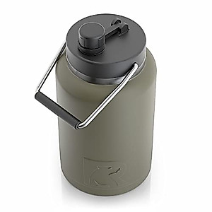 RTIC Jug with Handle, Half Gallon, Olive Matte, Large Double Vacuum Insulated Water Bottle, Stainless Steel Thermos for Hot & Cold Drinks, Sweat Proof, Great for Travel, Hiking & Camping