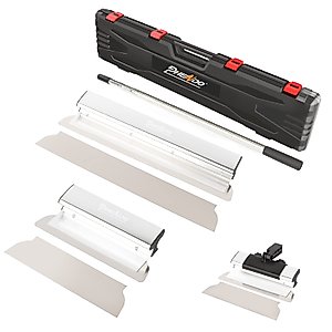 PHENDO Drywall Skimming Blade Set - 12",22",32" Blades in 0.35mm + Replacement Blades in 0.5mm×3 + 37-78” Extension Handle with Rod, Drywall Tools, Ergonomic Aluminum Grip & 304 Stainless Steel Blades