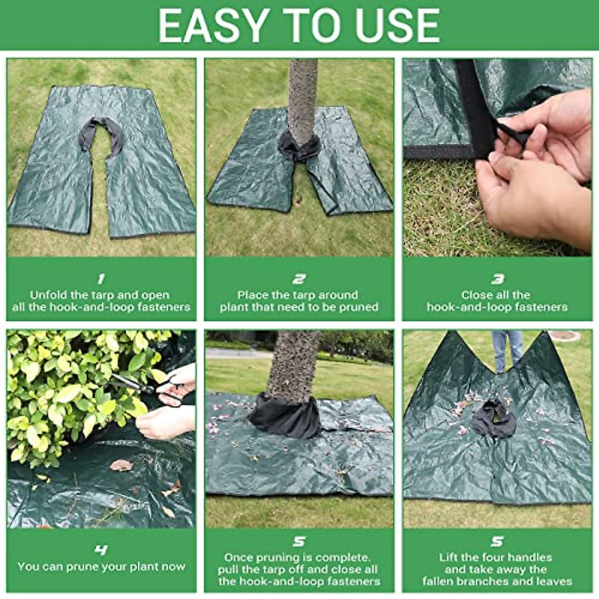 Landscape Pruning Tarp Shrub Trimming Tarps with 0-24" Hole for Patio Yard Garden, Pruning Trees Tarp, Pruning Drop Cloth, Leaf Tarp, 1Pcs Portable Bag
