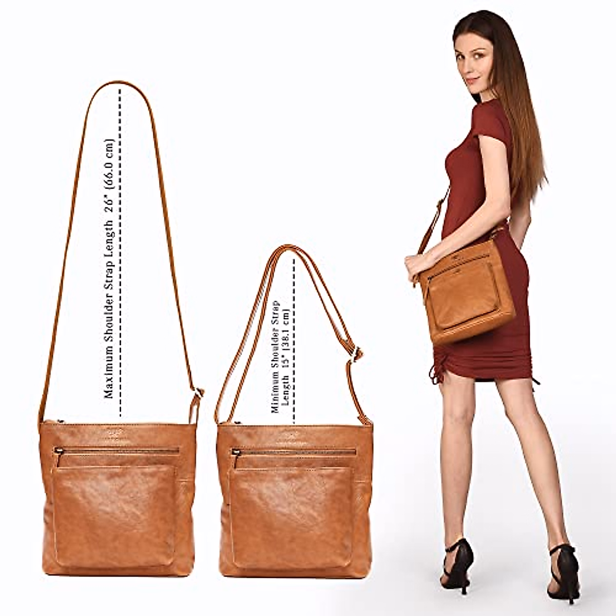 LUXEORIA Genuine Leather Crossbody Sling Bag for Women Classy Light Brown