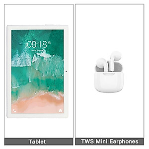 DAUERHAFT 10.1 Inch Tablet PC, 4G LTE Tablet 2.4G 5G WiFi 8800mAh 100‑240V 8 Core CPU 5.0 with Earbuds for Android 11.0 for Work (US Plug)