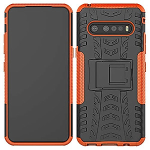 Yerebel for LG V60 ThinQ Case, V60 ThinQ 5G Case, with Kickstand Hard PC Back Cover Soft TPU Dual Layer Protection Phone Cover for LG V60 ThinQ (Orange)