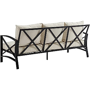 Crosley Furniture KO60027BZ-OL Kaplan Outdoor Metal Sofa, Oiled Bronze with Oatmeal Cushions