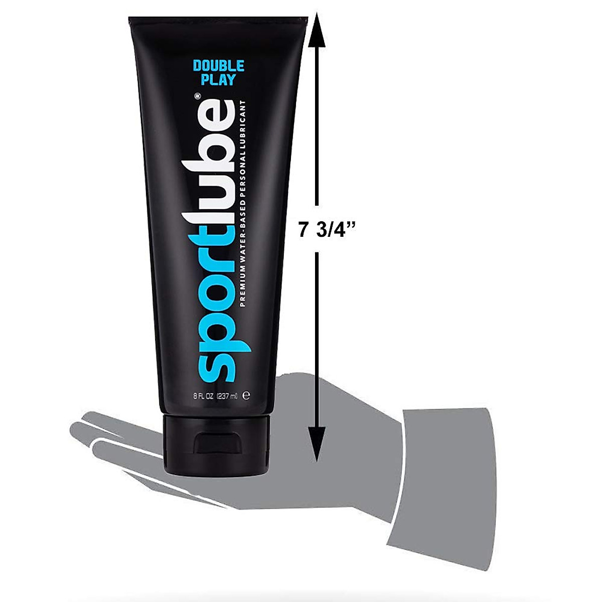 Sportlube Double Play Premium Water-Based Personal Lubricant 8oz Tube - Intimate Sex Lube for Men, Women, & Couples - Natural Feel, Silky Smooth, Non-Staining