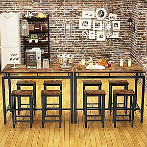 AWQM Bar Table and Chairs Set,Industrial Dining Table Set for 4,Small Kitchen Table Wood Pub Bar Table Set,Dining Room Table Set for Small Space, Breakfast Nook,Living Room,Walnut