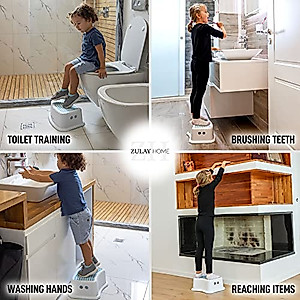 Zulay Home Step Stools for Bathroom Sink with Anti-Slip Surface & Base - Kids Step Stool for Toddlers Potty Training, Kitchen, Living Room, Bedroom, Toy Room (Blue)