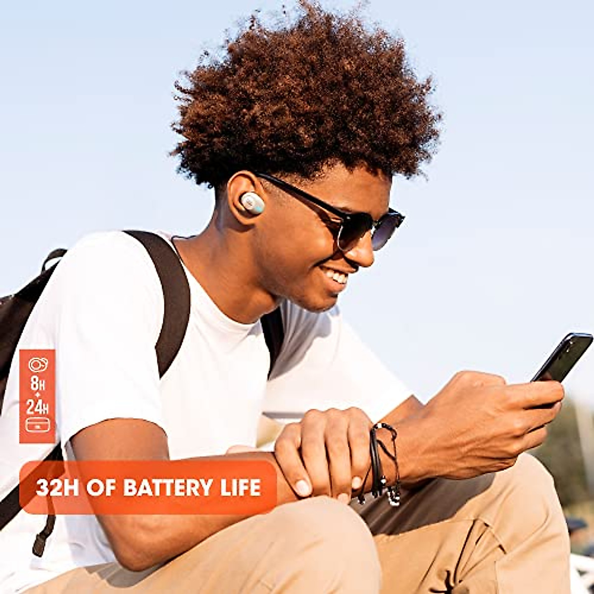 JBL Tune 125TWS True Wireless In-Ear Headphones - Pure Bass Sound, 32H Battery, Bluetooth, Fast Pair, Comfortable, Wireless Calls, Music, Native Voice Assistant (Black), Small