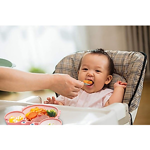 Qshare Toddler Plate, Portable Baby Plates for Toddlers and Kids, BPA-Free Strong Suction Plates for Toddlers, Dishwasher & Microwave Safe Silicone Placemat 9x6x1.4 inch