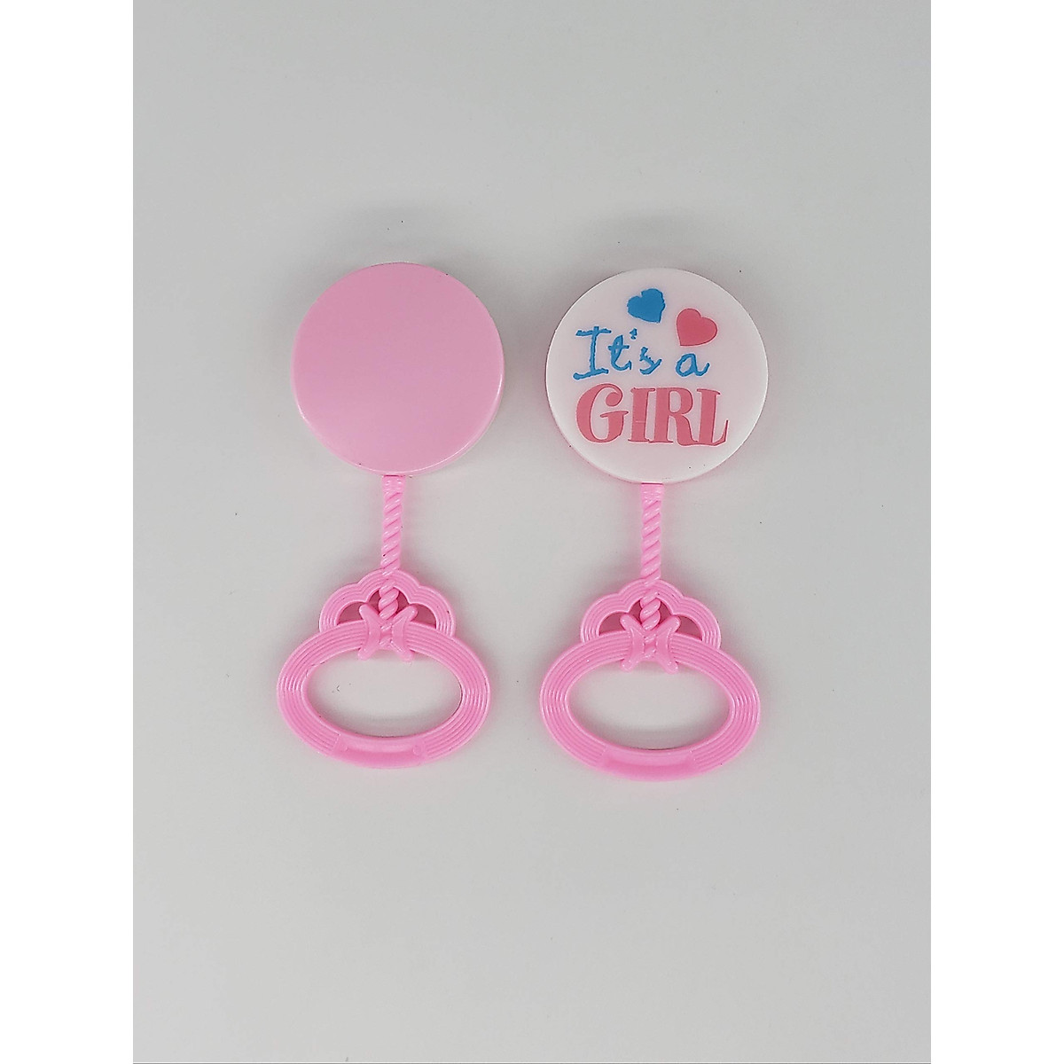 12X Baby Shower Favors Party Decoration It's a Girl & It's a Boy Mini Rattles (Pink Falt Rattle)