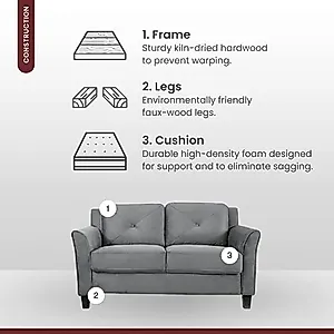 LIFESTYLE SOLUTIONS Grayson Love Seats, 57.87"x32"x32.68", Dark Grey