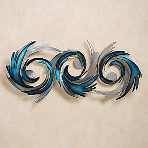 Touch of Class Perfect Storm Metal Wall Sculpture - Blue, Silver - Large Dimensional - Steel - Handcrafted Modern Decor - Abstract Geometric Art - Metallic Contemporary Sculptures for Bedroom