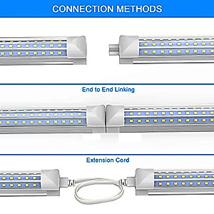 CNSUNWAY 4FT LED Shop Light, 48W 6300LM 6500K Super Bright, T8 Integrated LED Tube Lights, D-Shaped, High Output, Clear Cover, Linkable Shop Lights, LED Garage Light 4 Foot with Plug (6 Pack)