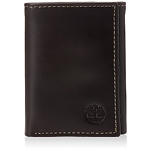 Timberland mens Leather Trifold Wallet With Id Window, Brown (Cloudy), One Size