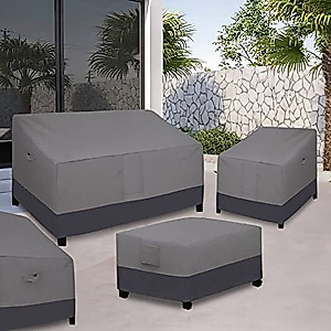 Easy-Going Patio Coffee Table Cover Small Outdoor Rectangular Table Cover, UV Resistant Waterproof Patio Furniture Cover (48" Lx28 Wx16 H, Gray/Dark Gray)