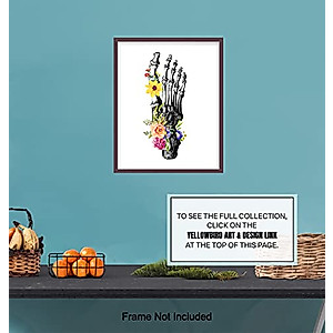 Human Foot Anatomy Medical Wall Art for Doctor Office, Podiatrist, Orthopedic Medical Clinic, Podiatry Dr - Gothic Decor - Boho Floral Vintage Shabby Chic Skeleton - Gift for Women, Nurse, RN, CNA