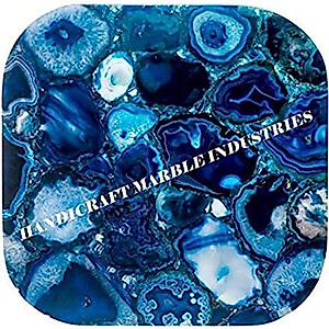 Blue Agate Stone Square Coffee Table Top, Blue Agate Stone Square Centre Table Top, Blue Agate Stone Dining Table Top, Blue Agate Square Side Table Top, Piece Of Conversation, Family HeirLoom