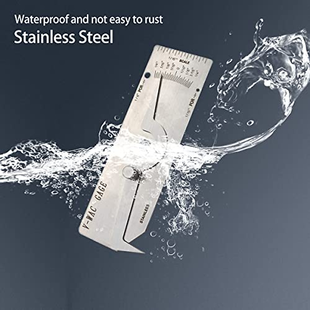 WeldingStop V-WAC Undercut Gauge Biting Edge Welding Guage for Welder Inspection Single Weld Gauge Measure Inspection Tools Porosity Size/amount Inspection Tools Inch Stainless Steel