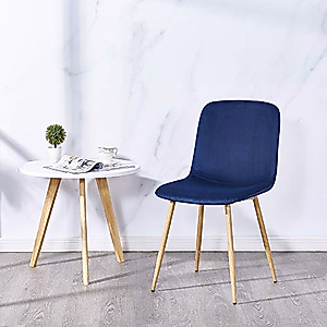 Springfavor Blue Velvet Dining Chairs Set of 4 Kitchen & Dining Room Chairs with Sturdy Metal Legs Upholstered Mid Century Modern Dining Chairs for Living Room/Kitchen/Bedroom