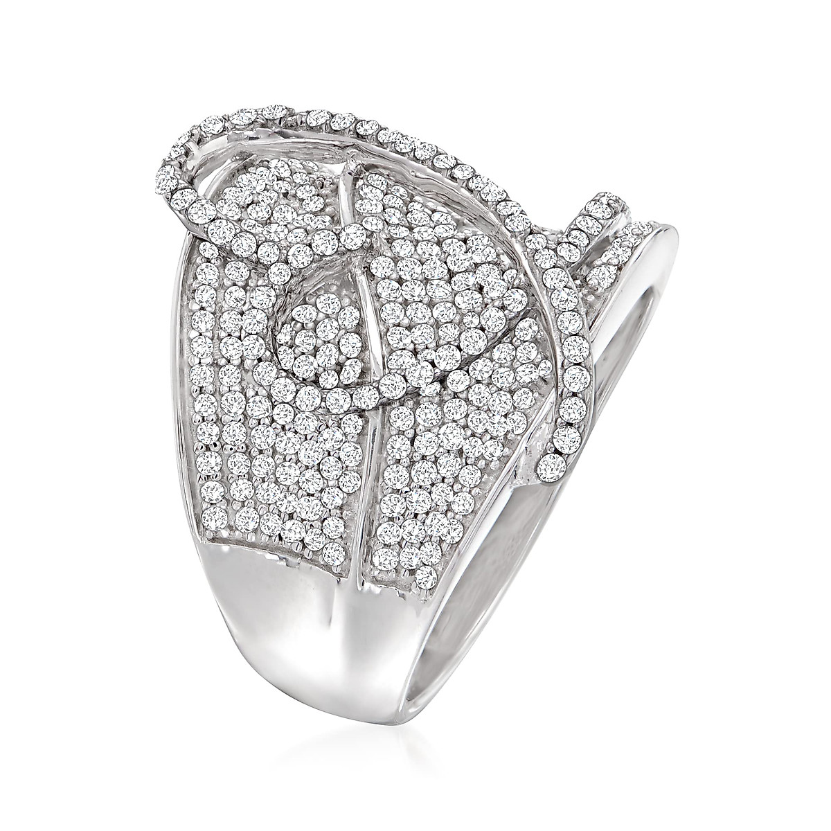 Ross-Simons 1.40 ct. t.w. Diamond Heart Ring in Sterling Silver. Size 6