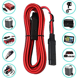 KUNCAN 25FT SAE to SAE 2 Pin Extension Cable DC Power 16awg Heavy Duty Battery Quick Disconnect/Connect Wire Harness with SAE Connectors with Dust Cap