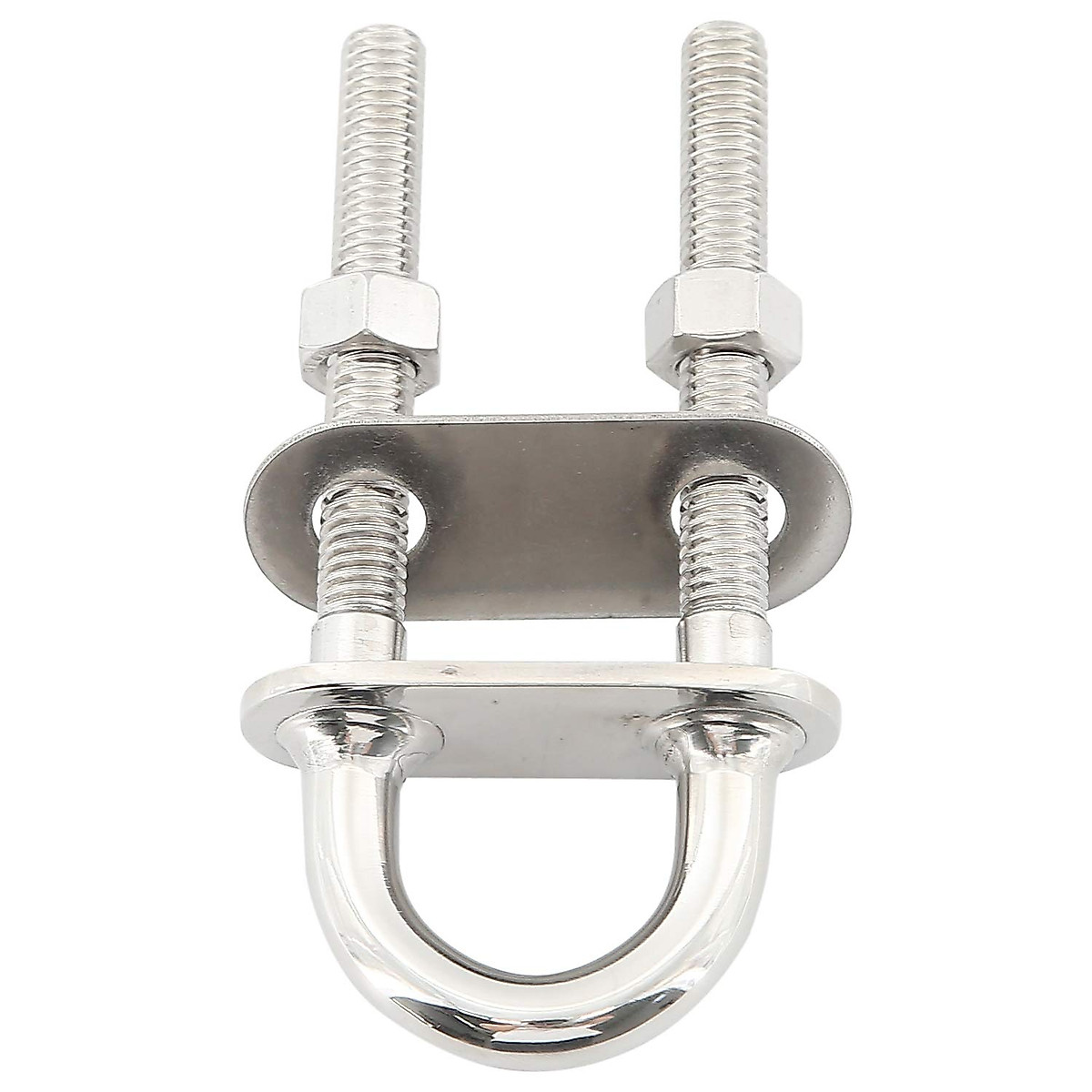 NovelBee 2-Pack 3/8" Stock Stainless Steel Stern Bow Eye U Bolt with Welding Plate,Washer and Hex Nuts (Overall Length:4-1/2")