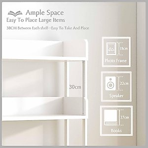 OSCHF Wide Open Shelf Bookcase - Modern 3-Tier Floor Standing Display Bookshelf with Top Edge and Metal Frame for Home and Office, Storage Shelving, Warm White