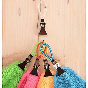 WisePoint Tea Towel Clips 10 Pcs, Metal Tea Towel Storage Clip with Hanging Loop for Towel, Multicolour Kitchen Towel Hanging Clips Small Hook Clips for Bedroom, Bathroom, Kitchen, Cupboard (5 colors)