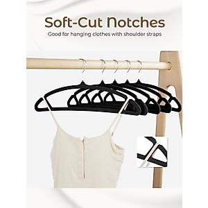 HOUSE DAY Black Velvet Hangers 20 Pack, Luxury Felt Hangers Non Slip Clothes Hangers, Space Saving Black Hanger Heavy Duty Coat Hanger, No Shoulder Bump Focked Hanger with 360° Swivel Hook for Closet