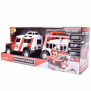 Sunny Days Entertainment Maxx Action Lights & Sounds Snow Vehicle with Trailer - Polar Bear Transport (320674)