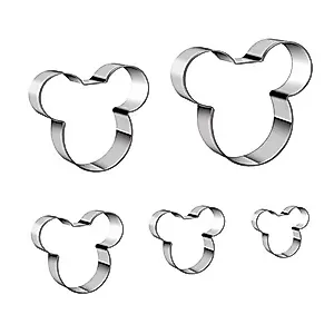 5 Pcs Mickey Mouse Cookie Cutter Set, Stainless Steel Sandwiches Cutter Shapes Biscuit Mold Cookie Cutter for Kids, Sturdy Cutters for Cookies, Pie Sandwiches, Biscuits for Christmas