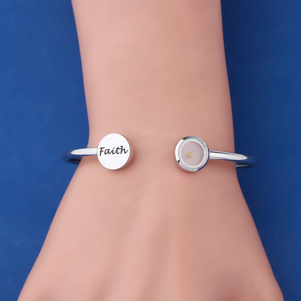 FAADBUK Christian Gift Cross Mustard Seed Bracelet Faith Mustard Seed Jewely Religious Inspirational Jewelry (Faith Mustard Seed Br-S)