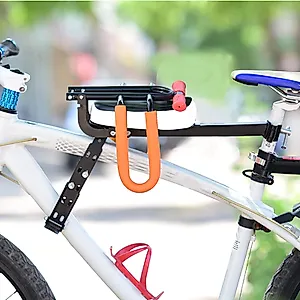 Front Mounted Child Bike Seats, Foldable Baby Kids' Bicycle Carrier with Guardrail and Pedal for Mountain Bikes, Hybrid Bikes, Fitness Bikes