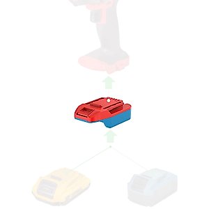 NovaQuantic Enhanced 2-in-1 Adapter for Bauer 20V Tools, Red-Blue, Compatible with DeWalt & Hercules 20V Batteries for Supply Power Only, No Charging Function, 1 Adapter Only