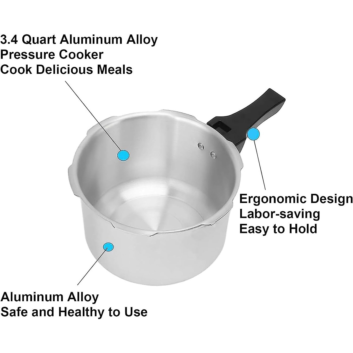 Pressure cooker,Aluminum Alloy pressure pot,safety and durable small pressure cooker,3L Mini pressure canner for Gas Stove Induction Cooker (3 Liters)