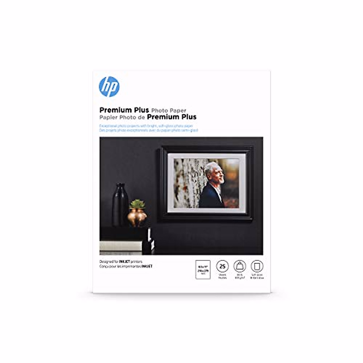 HP (CR671A)Premium Plus Photo Paper, Satin,White,8.5x11 in, 25 sheets