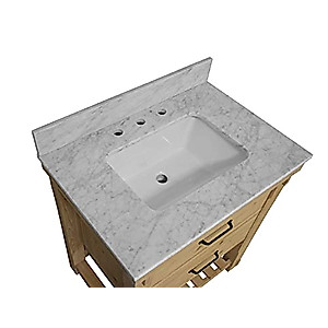 Birmingham 36-inch Bathroom Vanity (Carrara/Driftwood): Includes Driftwood Cabinet with Authentic Italian Carrara Marble Countertop and White Ceramic Sink