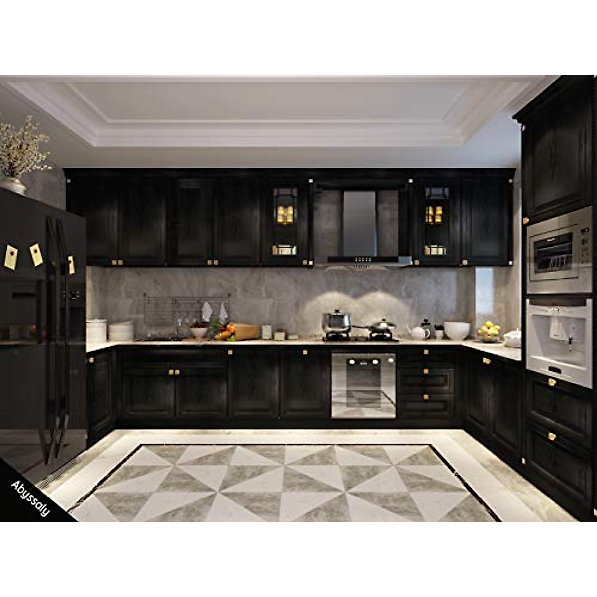 Abyssaly Black Wood Peel and Stick Paper Decorative Self-Adhesive Film for Surfaces Easy to Clean Thickening Upgrade Increase Stomata and Reduces Bubble Generation 11.8 Inch X 78.7 Inch