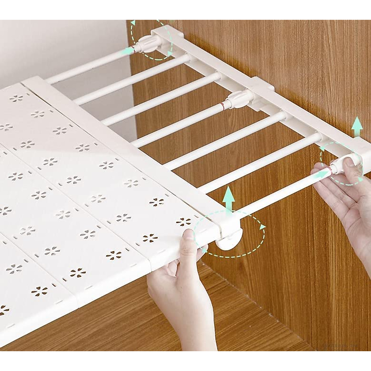 Expandable Shelves Wardrobe Cupboard Organizer & Adjustable Storage Rack Wardrobe Dividers, Tension Shelf Separator for Bedroom (24cm Wide, Adjustable Length 29-40cm)