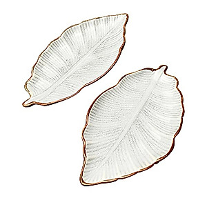 LLDAYU Porcelain Spoon Rest for Kitchen Counter, 7 inches 2 Pieces of white Leaf Shaped Ceramic Spoon holder, Kitchen Utensils, Farmhouse Kitchen Decor and Accessories (Dishwasher Safe）