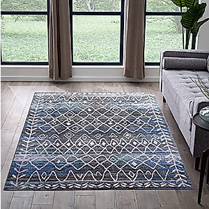 Edenbrook Area Rugs for Living Room -Gray and Blue Rug for Bedroom-Low Pile Perfect for High Traffic Areas, 5x8