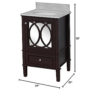 Olivia 24-inch Bathroom Vanity (Carrara/Chocolate): Includes Chocolate Cabinet with Authentic Italian Carrara Marble Countertop and White Ceramic Sink
