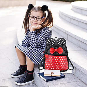 Mini Backpack for Girls Bowknot Polka Dot Cute Mini Mouse Backpack for Toddler Little Girl Backpack Kids Small Backpack Leather Convertible Shoulder Bag Purse for Women Children Travel Backpack