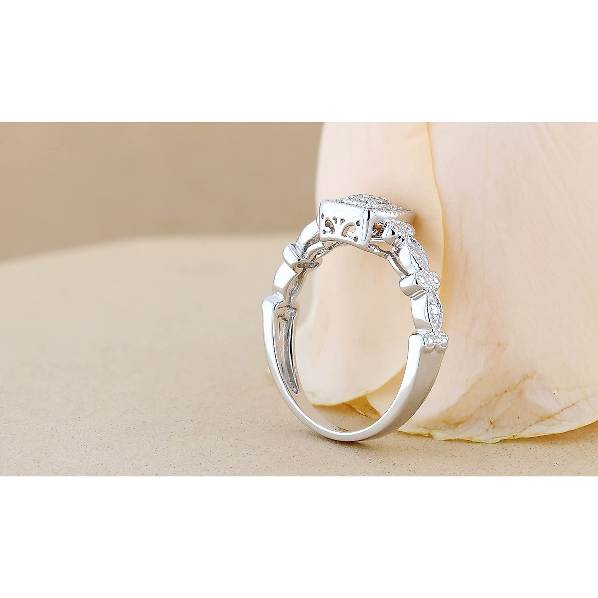 Dazzlingrock Collection 0.11 Carat (ctw) Round White Diamond Women Bridal Cluster Engagement Ring, Sterling Silver, Size 8.5