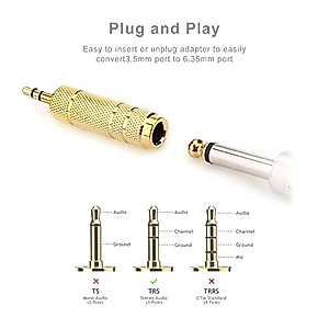 NANYI 4PCS 1/4'' to 3.5mm Stereo Headphone Adapter for Audio Connector Cable, 3.5mm(1/8'') Plug Male to 6.35mm (1/4'') Jack Female Stereo Adapter for Headphone, Amp Adapte