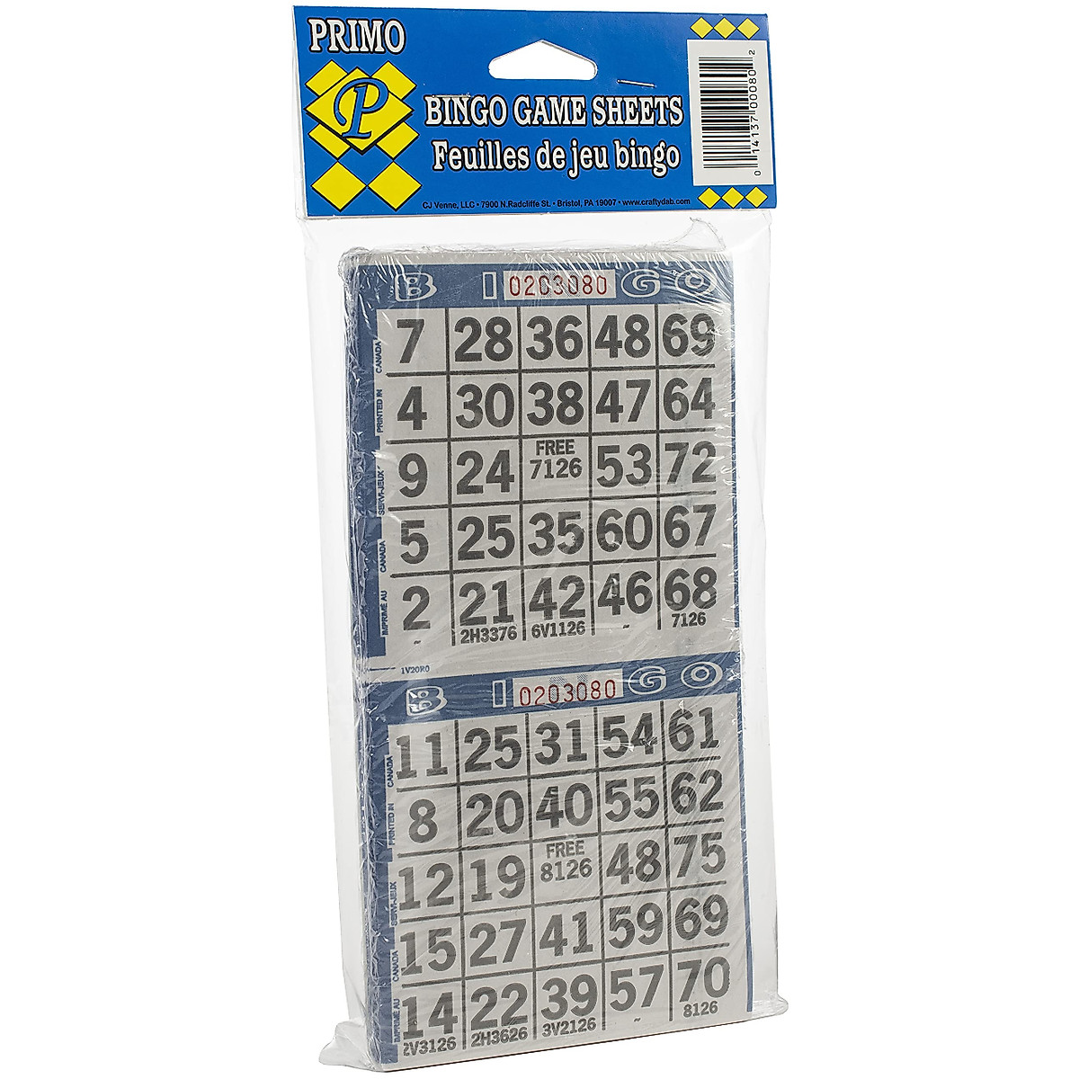 Clarence J. Venne, LLC Primo Bingo Paper 2-Game Sheets