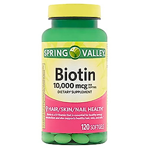 Spring Valley Biotin Dietary Supplement, 10,000 mg, 120 Softgels